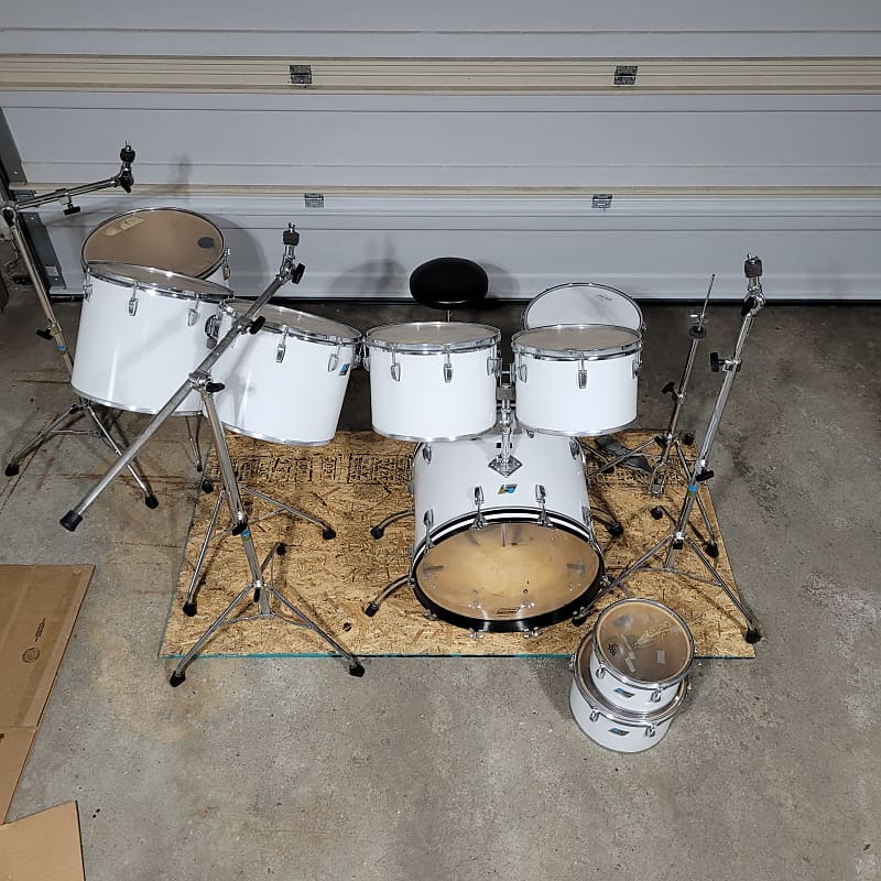9 Piece Vintage 70s Ludwig Power Factory White Cortex Bo Reverb