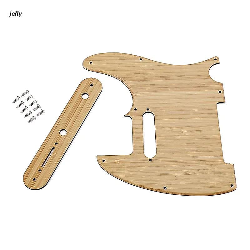 Tele Style Guitar Bamboo Wood Pickguard with Control Plate | Reverb