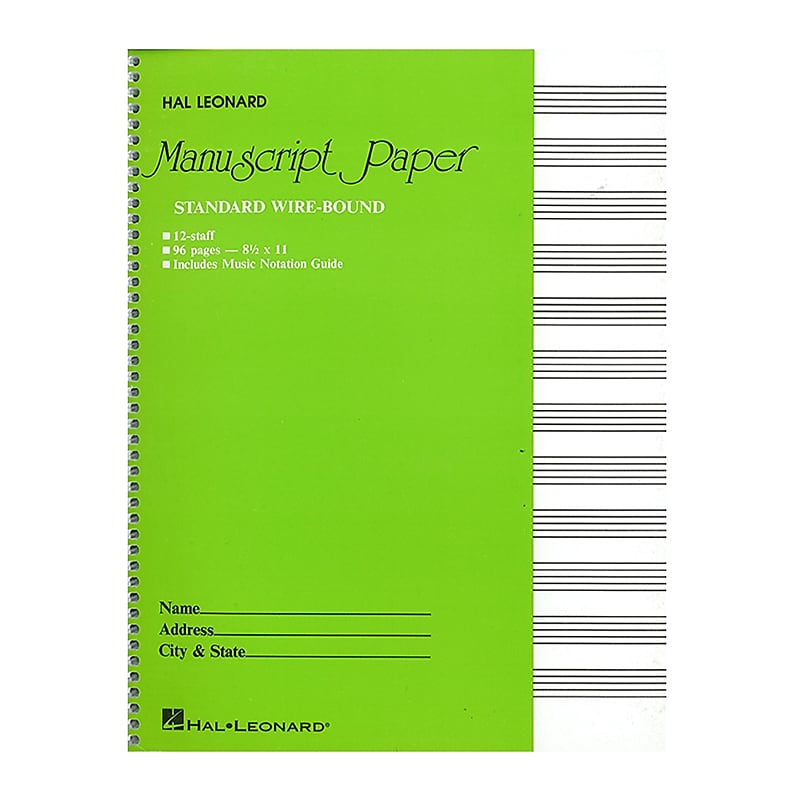 Standard Wirebound Manuscript Paper (Green Cover) | Reverb