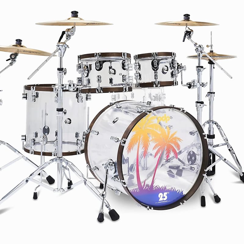 PDP 25th Anniversary 4-pc Shell Pack, Clear Acrylic with Wood | Reverb