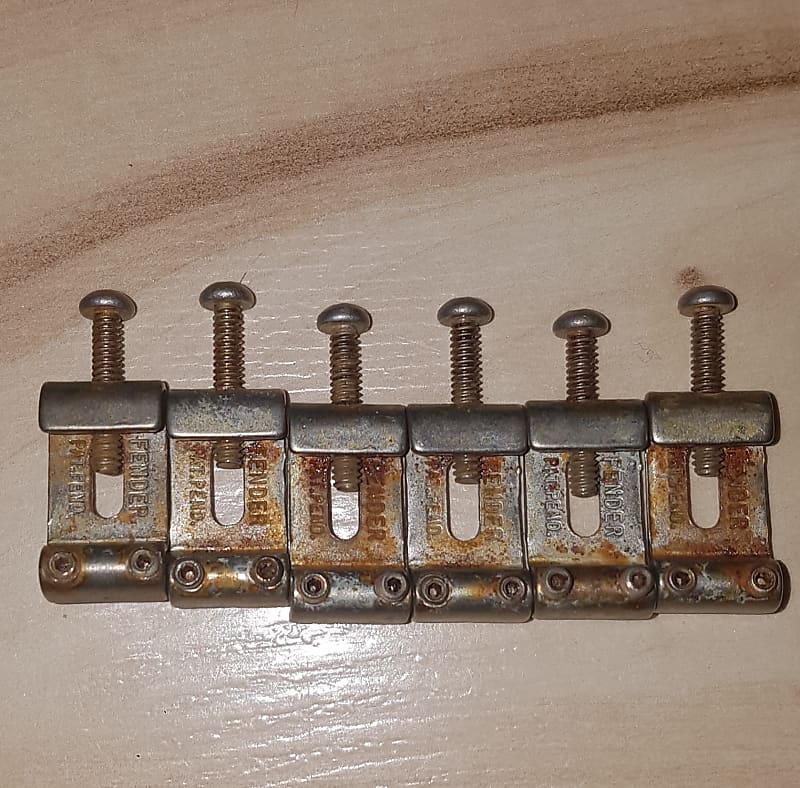Fender Pure Vintage Aged Nickel Pat. Pend. Saddles Patent | Reverb