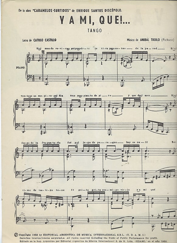 Y A MI, QUE! Tango Sheet Music | Reverb