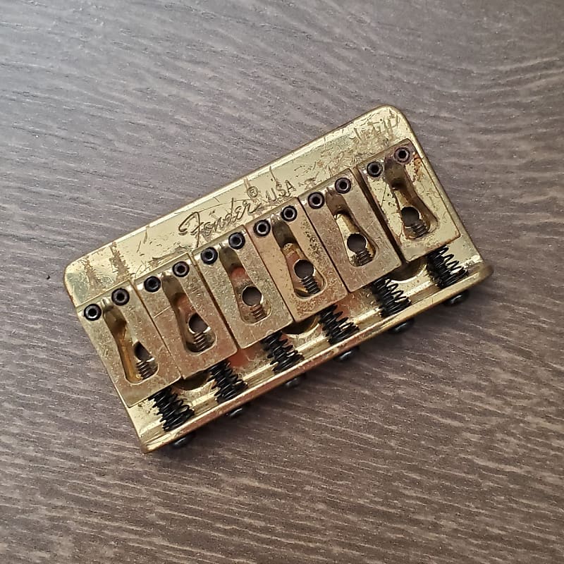 Fender Hardtail Gold Plated Brass Bridge || 1970s | Reverb
