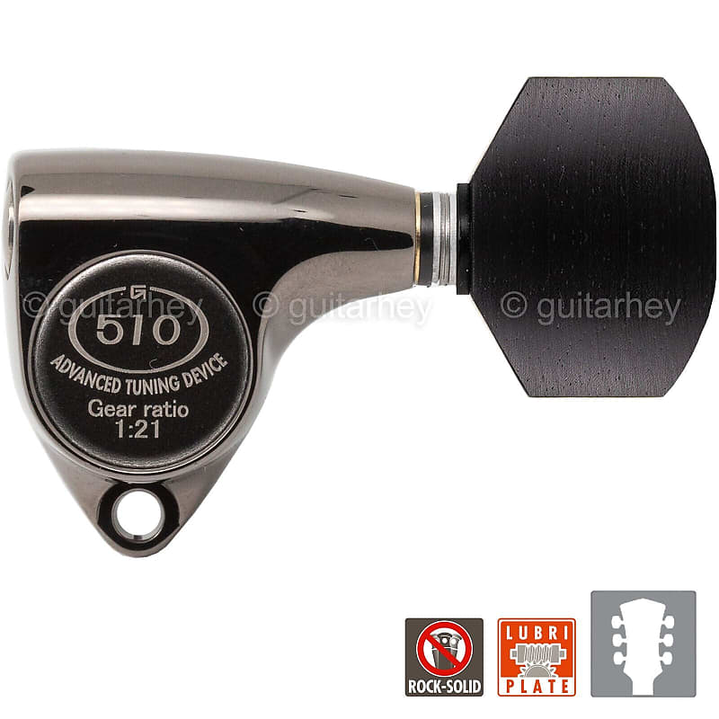 NEW Gotoh SGV510Z-EN07 Tuners L3+R3 Set EBONY Buttons 21:1 | Reverb