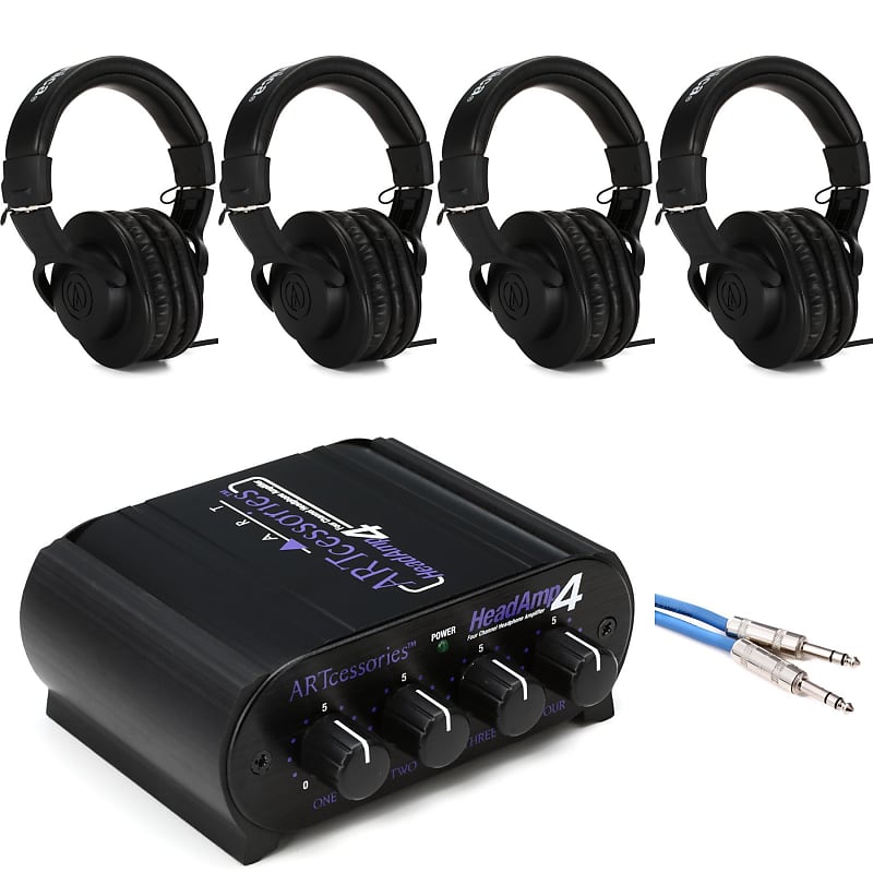 ART HeadAmp 4 4-channel Headphone Amplifier Headphone Bundle | Reverb