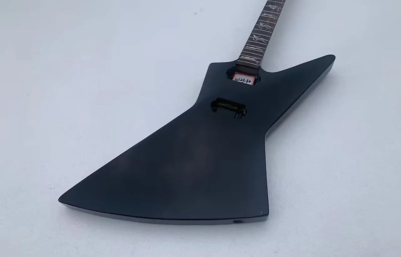 Black Explorer Style Guitar Body, Maple Neck, Rosewood | Reverb