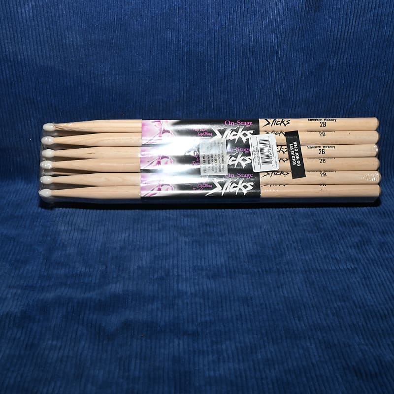 On-Stage American Hickory Nylon Tip 2b Sticks 12 Pair | Reverb