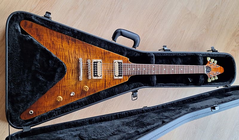 Lashing 2015 sunburst flame maple flying V. Brazilian | Reverb