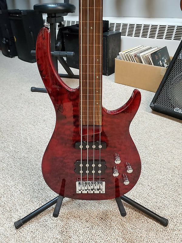 Rogue 4 String Bass Transparent Red | Reverb