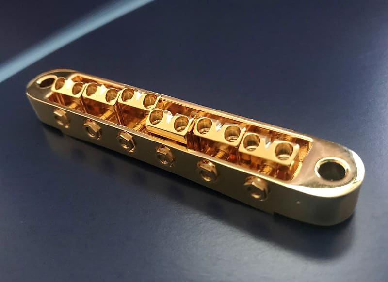Gotoh 510BN Gold TOM Bridge with Height-Adjustable Saddles | Reverb