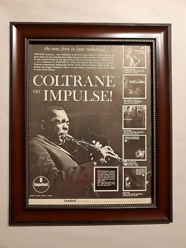 1963 Impulse Records Promotional Ad Framed John Coltrane | Reverb