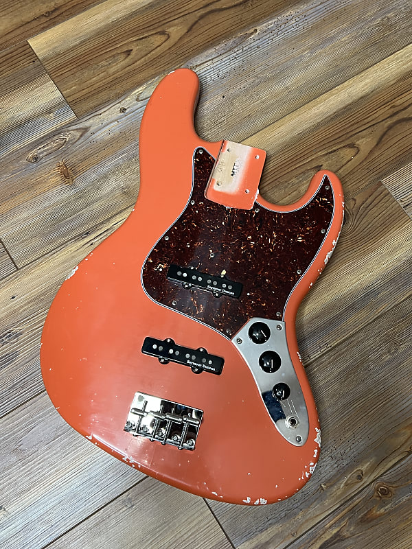 MJT Heavy relic Jazz bass body - loaded 2022 - Fiesta Red | Reverb