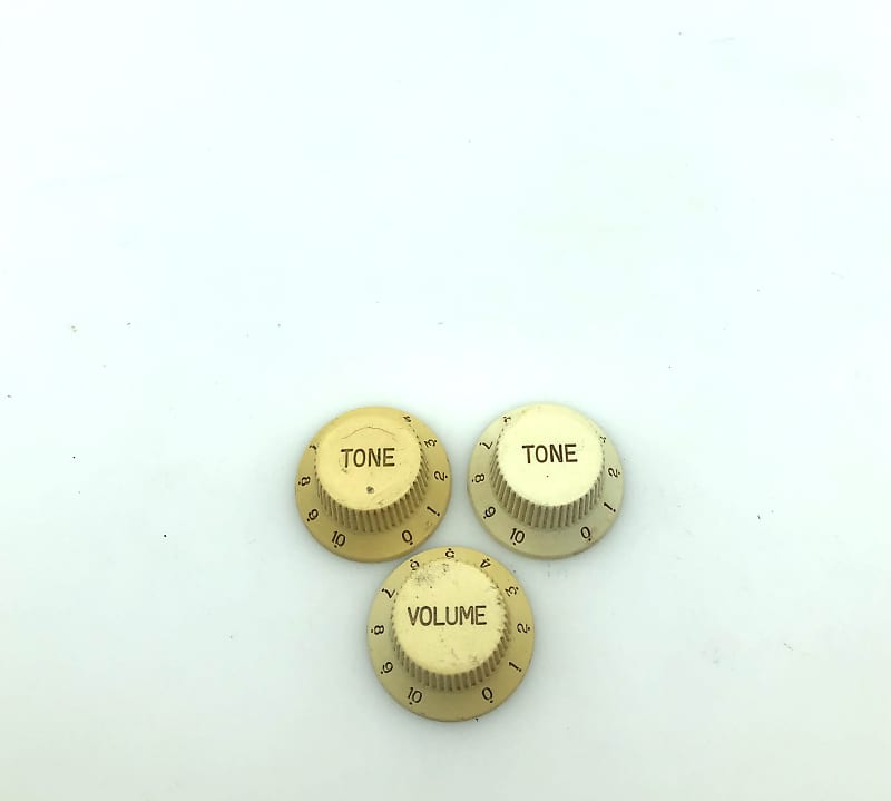 Vintage Stratocaster Style MIK Knobs Set Aged White | Reverb