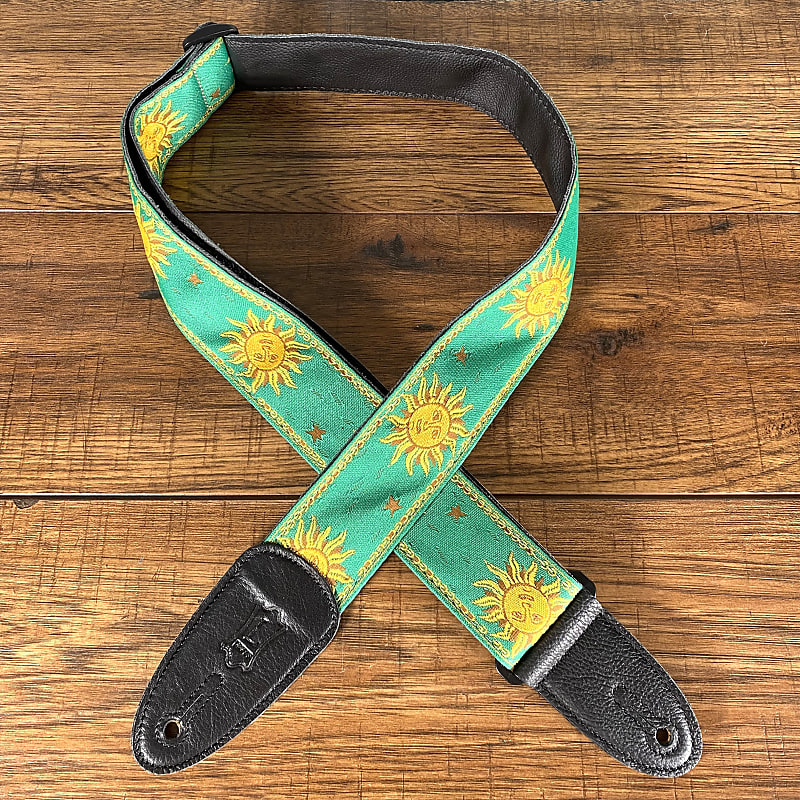 Levy's MPJG-SUN-GRN 2" Jacquard Weave Guitar Bass Strap Green | Reverb