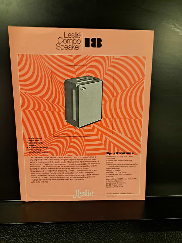 Leslie Model 18 - 1970s one page brochure | Reverb