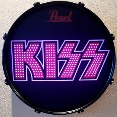 KISS Wall Mounted Black Bass Drum w/ LED Lighting + Remote | Reverb
