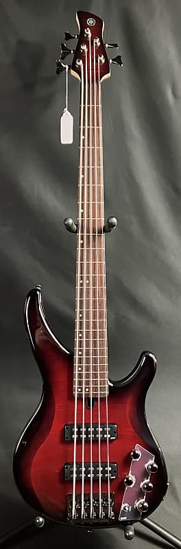Yamaha TRBX605FM 5-String Bass Guitar Flamed Dark Red Burst | Reverb