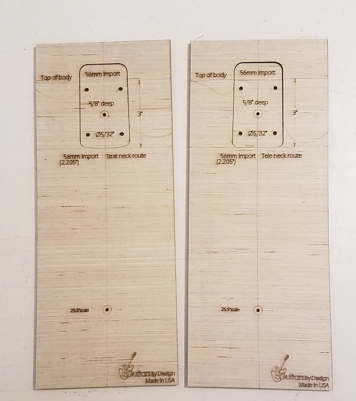 Guitarsbydesign 56mm Neck Route Templates Strat Tele 2020 | Reverb