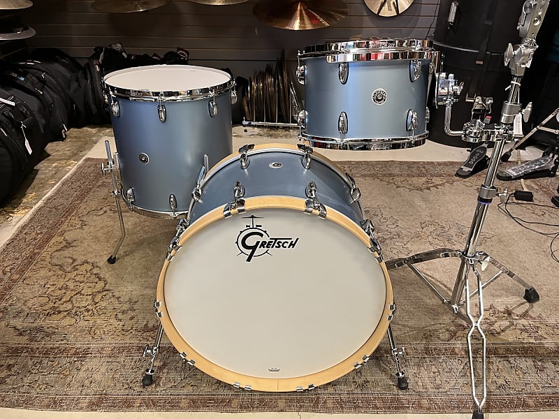 Gretsch Brooklyn Satin Ice Blue Metallic Drum Set 22/13/16 | Reverb