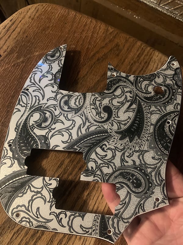 WD Custom Pickguard For Fender Mustang PJ Bass #56 Black And | Reverb