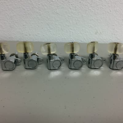 Schaller 6-Inline Tuning Peg Set 1970's Pearl Button Tuners | Reverb