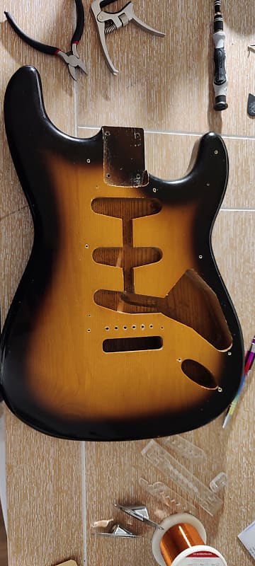 ‘54 strat body replica relic 1954 Pre-CBS white ash | Reverb