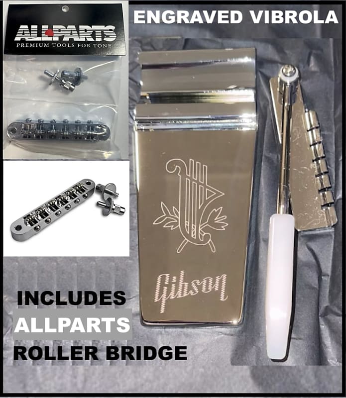Engraved Long Maestro Vibrola Lyre Chrome Tailpiece Tremolo | Reverb