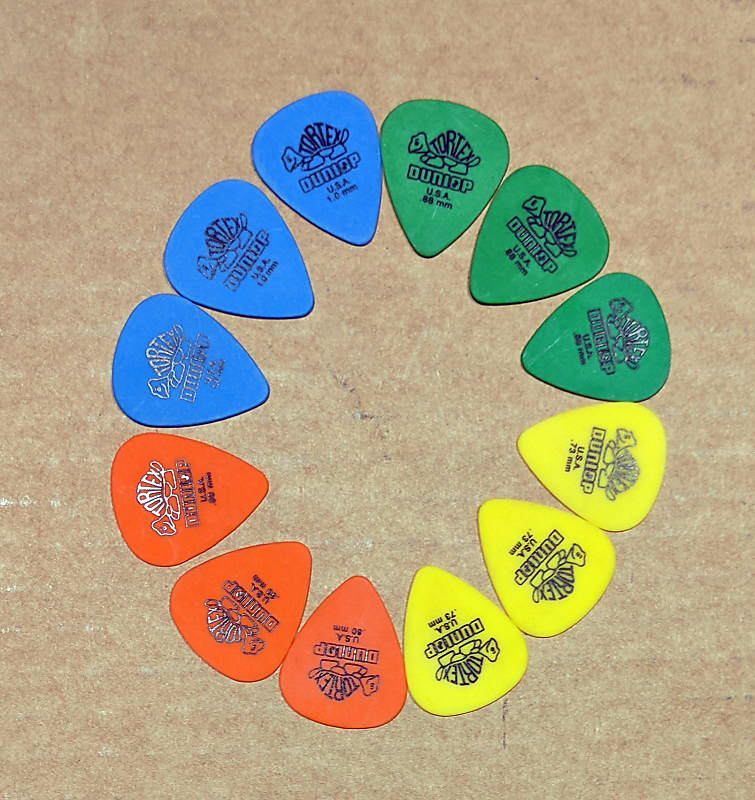 Dunlop Tortex Wedge Plectrums 12 Piece Mixed Set | Reverb