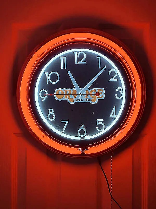 Orange Amplifiers Double Neon Orange/White Wall Clock Killer | Reverb
