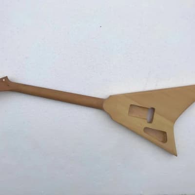 Unfinished Flying V Style Guitar Body with Maple Neck and | Reverb