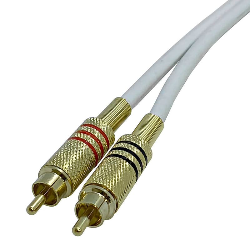 Premium 1 Foot White Dual RCA Male to Dual RCA Male Audio | Reverb