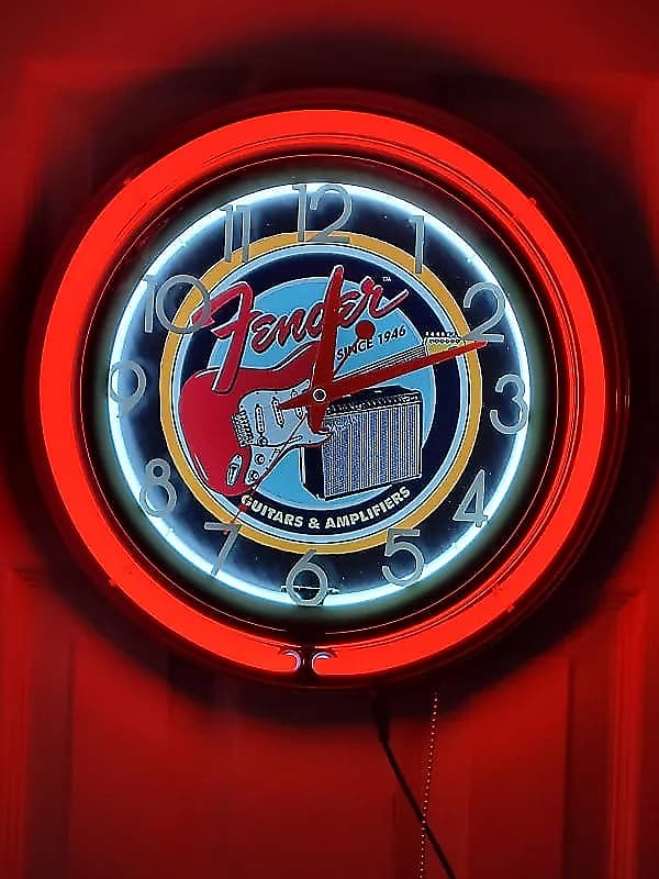 Fender Guitars Dealer Style Double Neon Red/White Light Up | Reverb