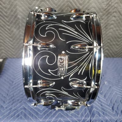 HERCH Steel Snare Drum 14x8 black engraved | Reverb