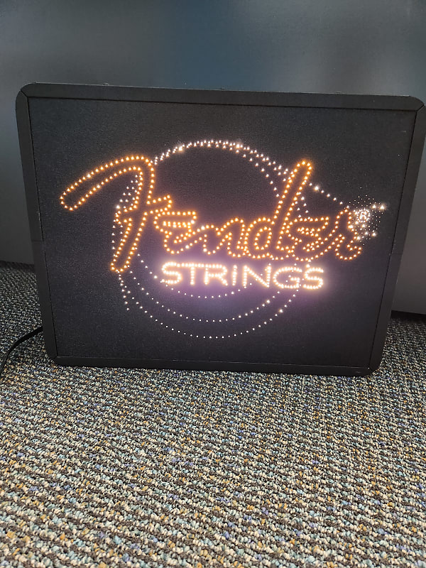 Fender Fiber Optic Strings Sign 1999 - Black | Reverb