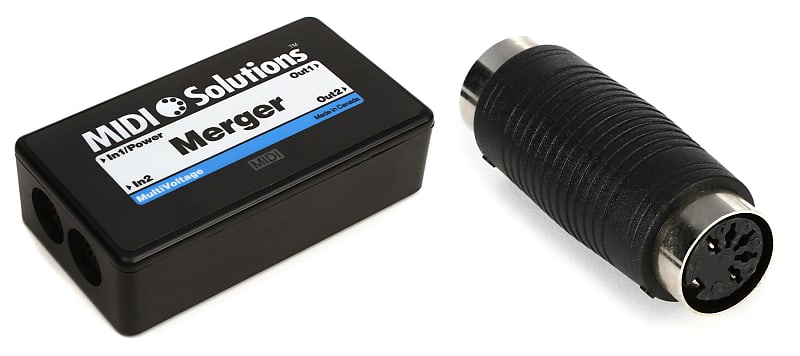MIDI Solutions MultiVoltage Merger 2-in 2-out MIDI Merge Box | Reverb
