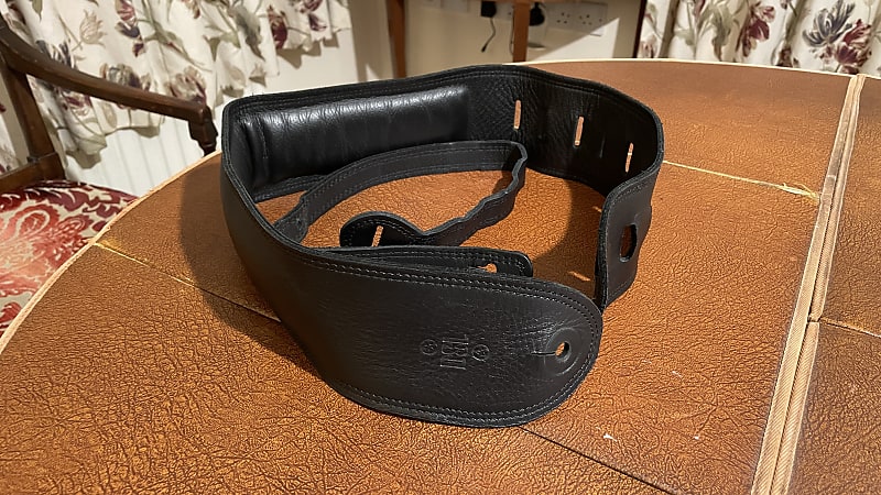 DSL Straps 3.5" Padded Garment Leather Guitar Strap Black | Reverb