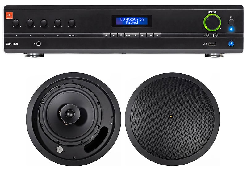 JBL VMA1120 120W 70v Amplifier+(2) JBL Black 8" Ceiling | Reverb
