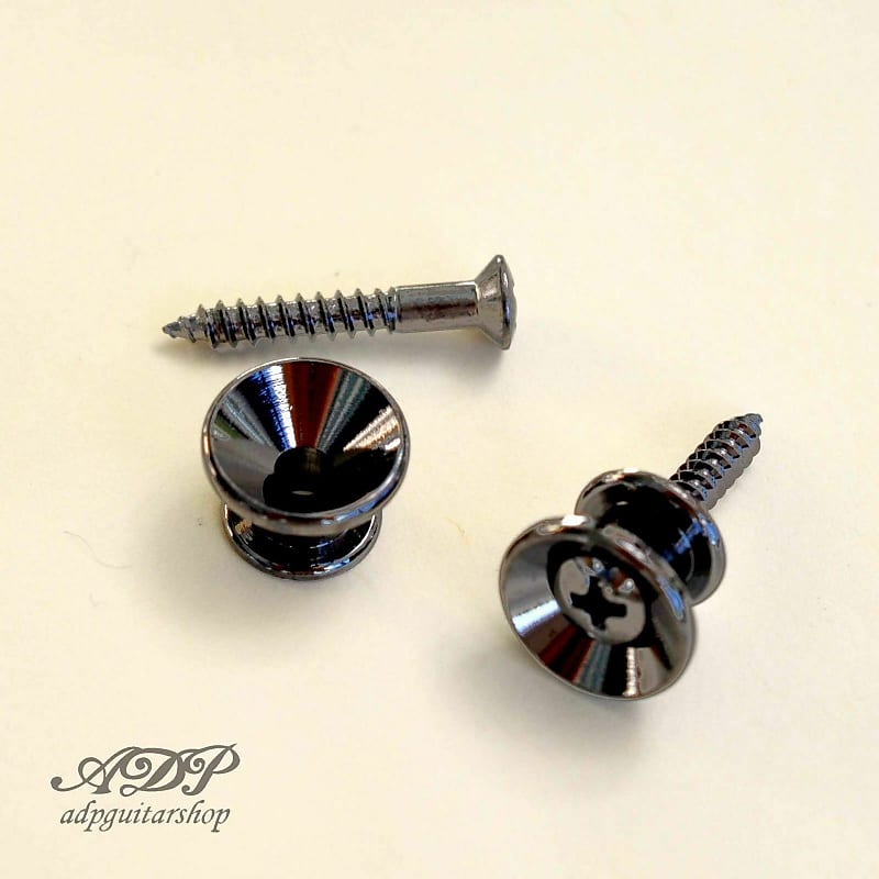 2 Gotho Stratocaster Style Cosmo Black Strap Buttons | Reverb Canada
