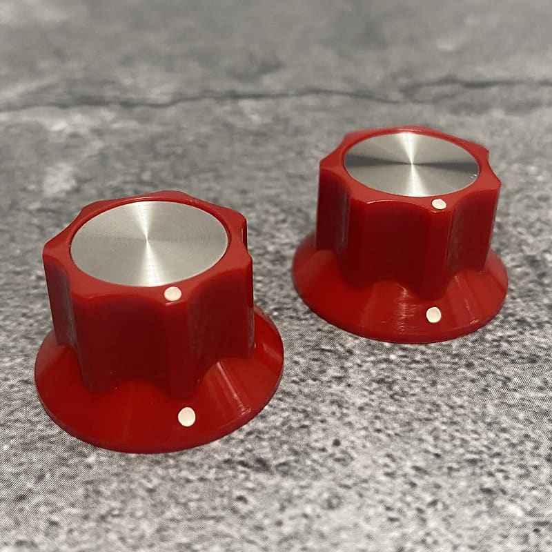 2x Red Large Univox Moog Synth Knobs Guitar Amp Pedal Fluted | Reverb