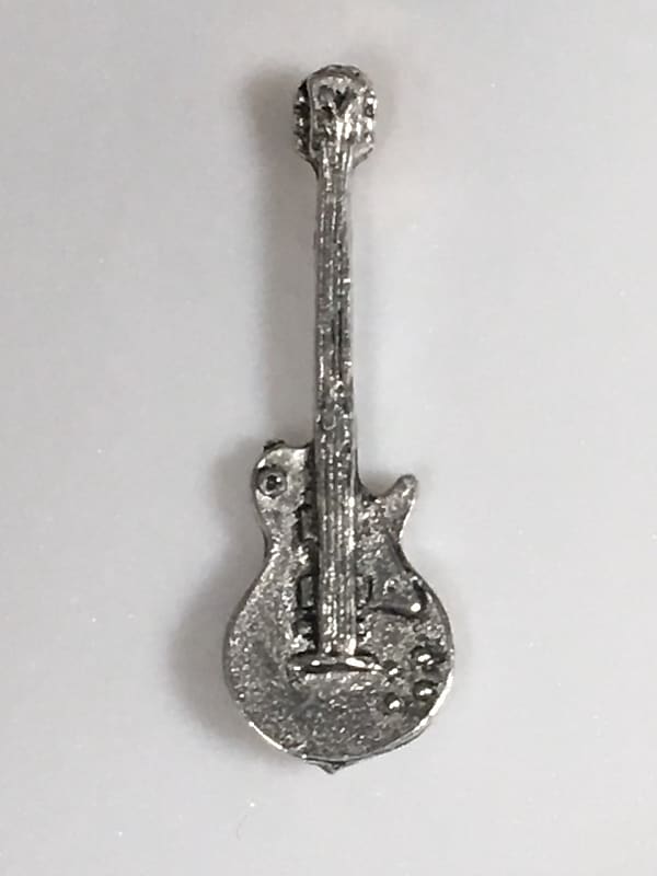 English made pewter Gibson LP style electric guitar pin badge | Reverb