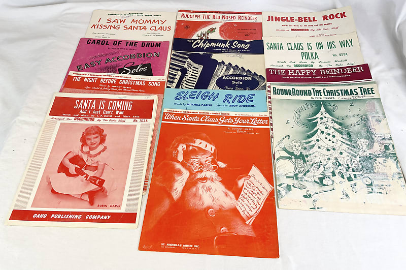 Lot of 12 Used Piano Accordion Sheets - Christmas - When | Reverb