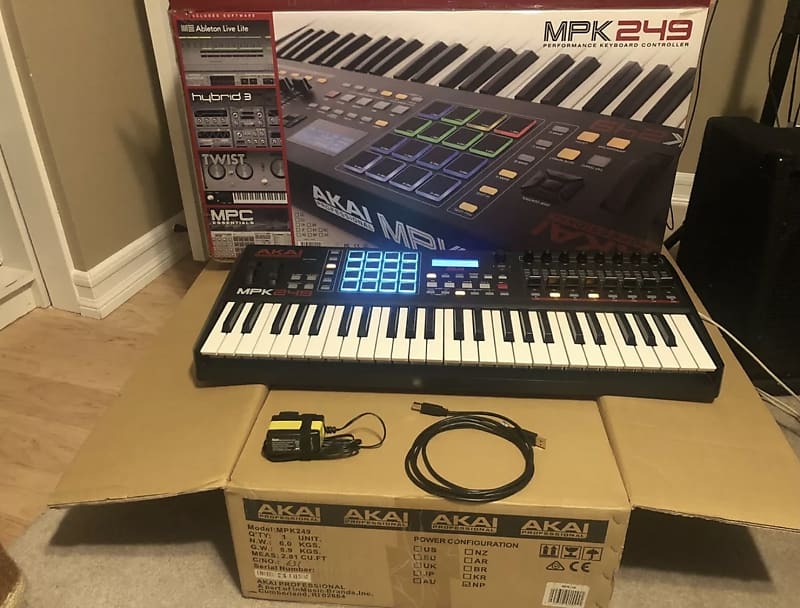 Akai MPK249 midi controller 2019 Black white red -drum pads | Reverb