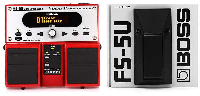 Boss VE-20 Vocal Effects Processor Bundle with Boss FS-5U | Reverb