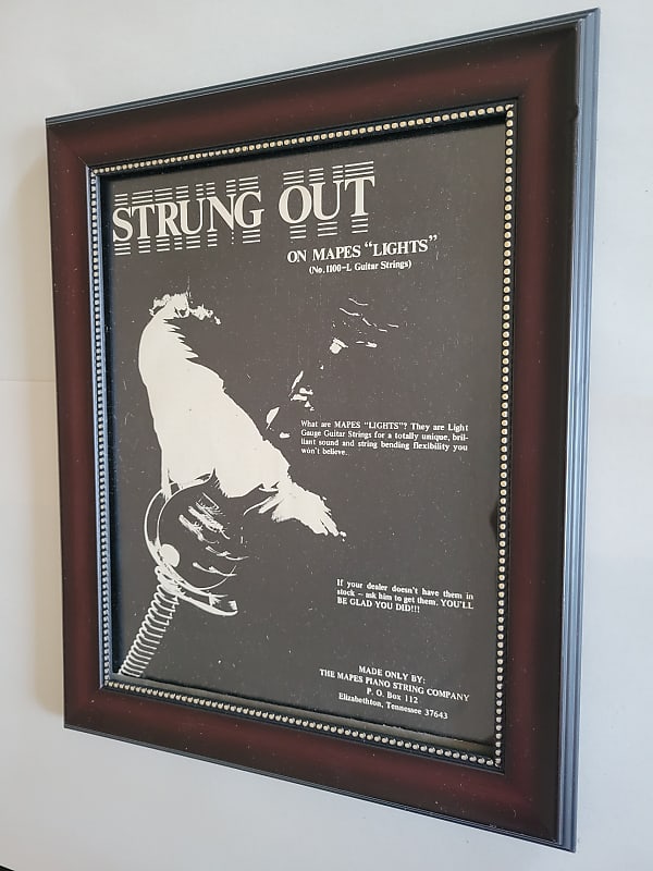 1974 Mapes Guitar Strings Promotional Ad Framed Mapes | Reverb UK