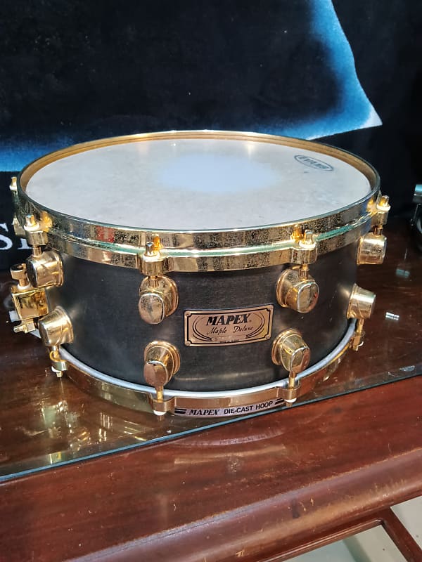 1997 Mapex BLACK PANTHER Maple Deluxe 14" X 6.5" Matte Black | Reverb