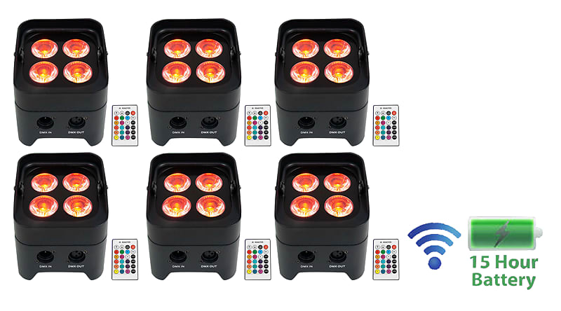 6 Rockville BEST PAR 50 Rechargeable Par Can Wash Lights | Reverb