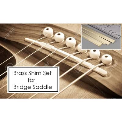 AxeMasters BRASS SHIM SET (6) Acoustic Guitar Bridge SADDLE | Reverb