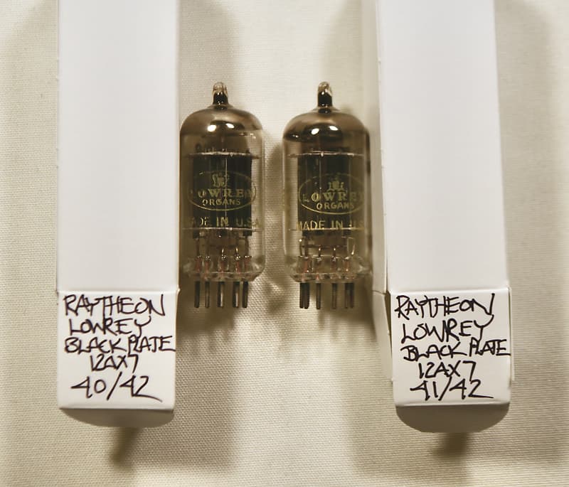 Pair 12AX7 Raytheon Long Black Plate Matched & Balanced Test | Reverb