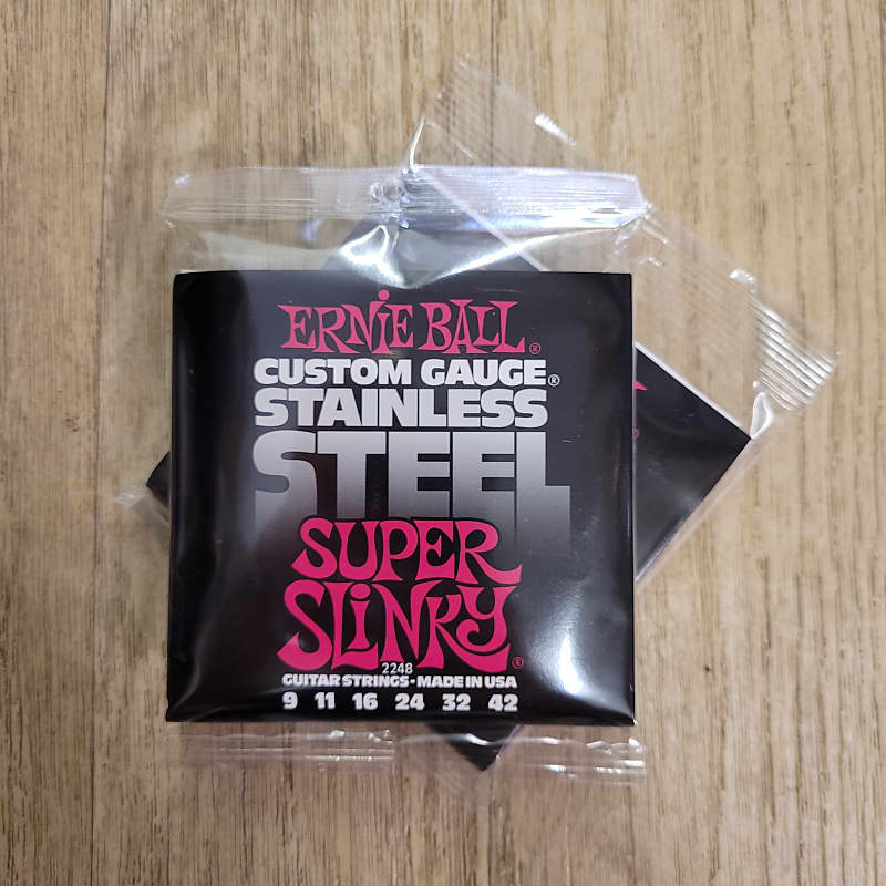 Ernie Ball 2X sets 2248 Stainless Steel Super Slinky 9-42 | Reverb
