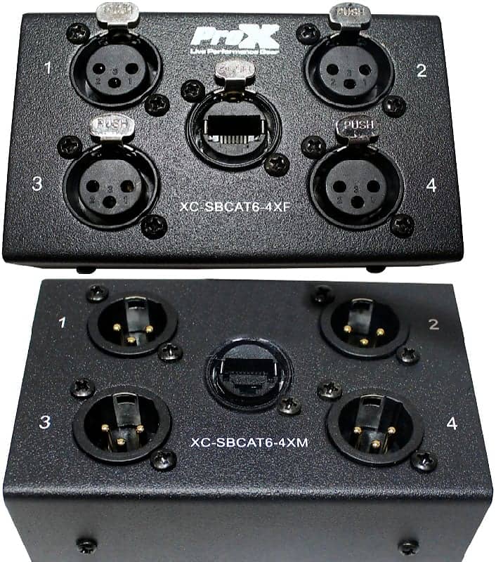 ProX XC-SBCAT6-4XM 4-Channel Cat6 Male XLR Snake Box + Female | Reverb